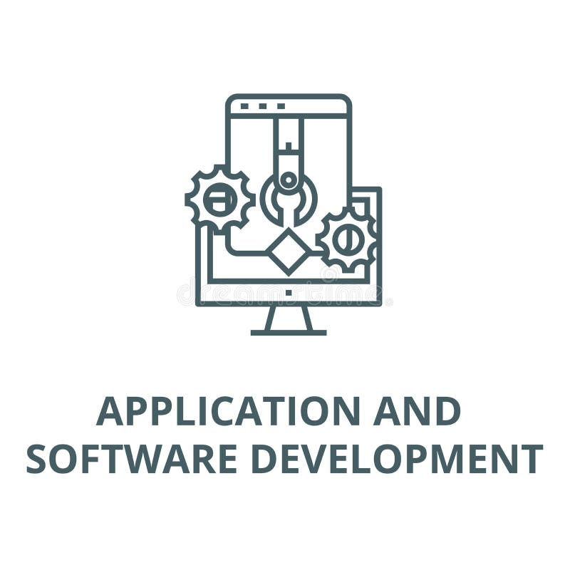 Application and Software Develop Line Icon, Vector. Application and ...