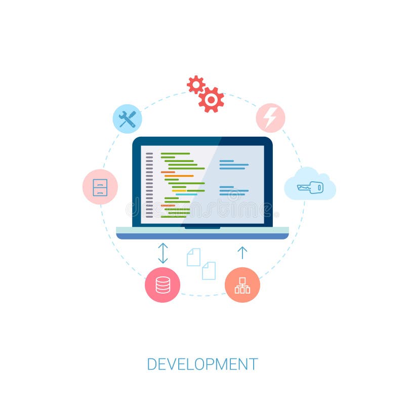 Application Software Developer And Cloud Database Stock Illustration ...
