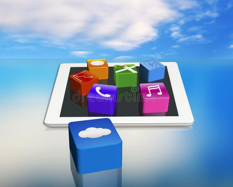 Application Software Icons on Empty Pad with Cloud App Stock ...