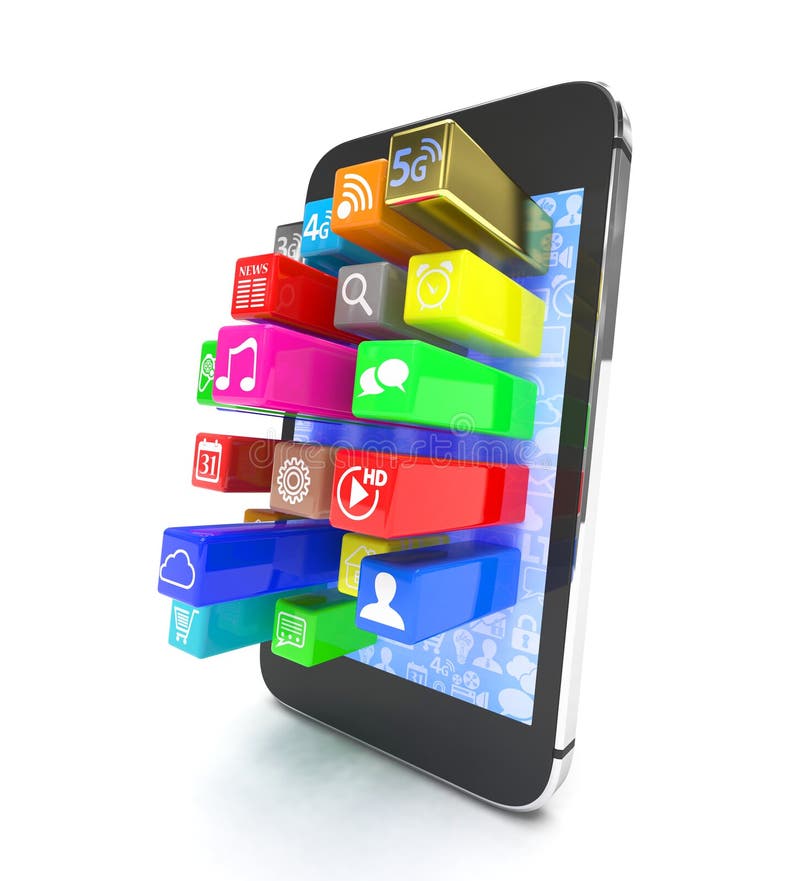 Application Software Icons Extruding from Stock Photo - Image of ...