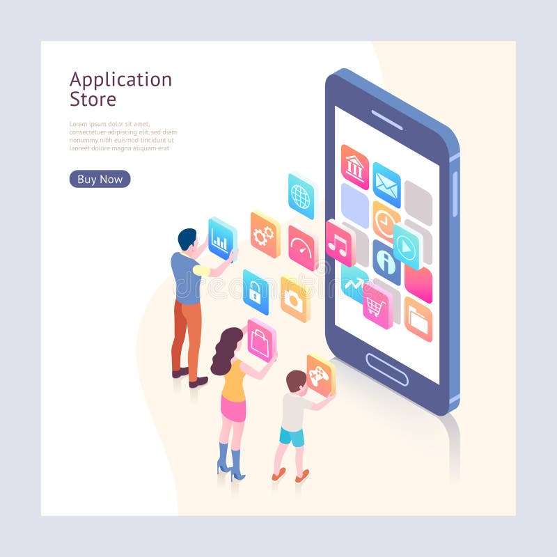 Application Store Isometric Vector Illustrations. Stock Vector ...