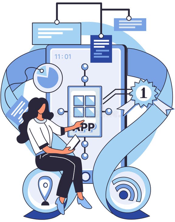 Application Testing Metaphor. Vector. App Test, Demo Run that Prepares ...