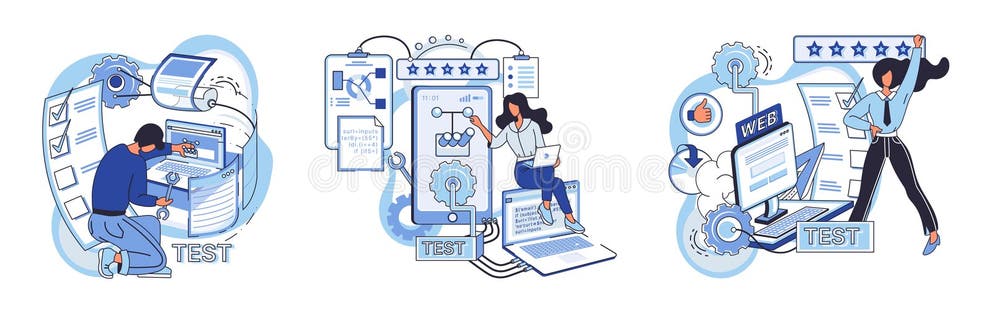 Application Testing Metaphor. Vector. App Test, Test Drive before App ...