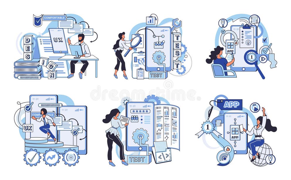 Application Testing Metaphor. Vector. App Test, Stress Test for Gauging ...