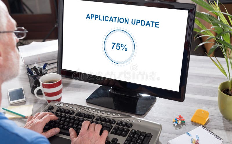 Application Update Concept on a Computer Stock Image - Image of ...