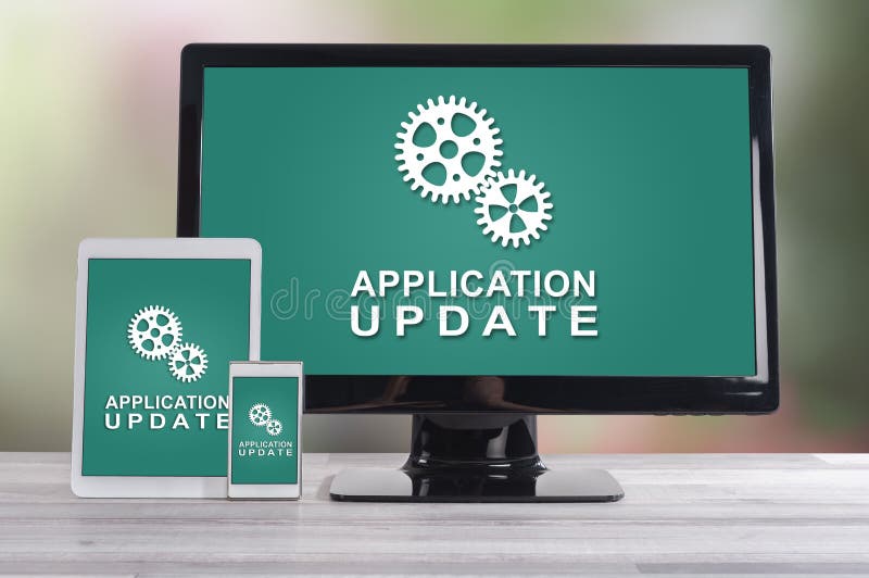 Application Update Concept on Different Devices Stock Photo - Image of ...