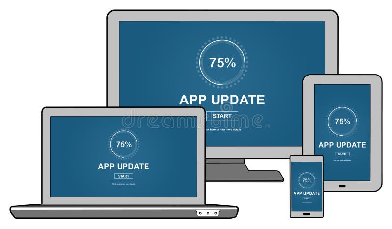 Application Update Concept on Different Devices Stock Illustration ...