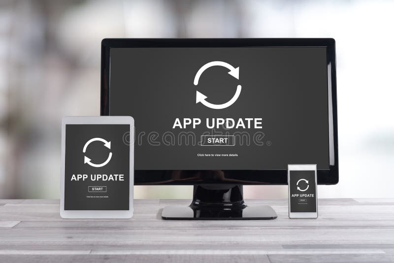 Application Update Concept on Different Devices Stock Photo - Image of ...
