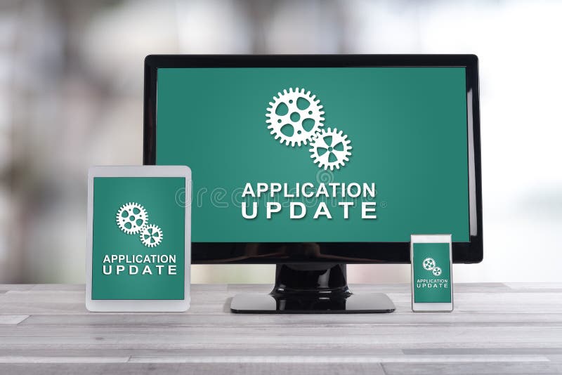 Application Update Concept on Different Devices Stock Image - Image of ...