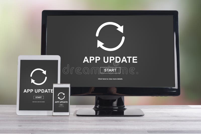 Application Update Concept on Different Devices Stock Photo - Image of ...