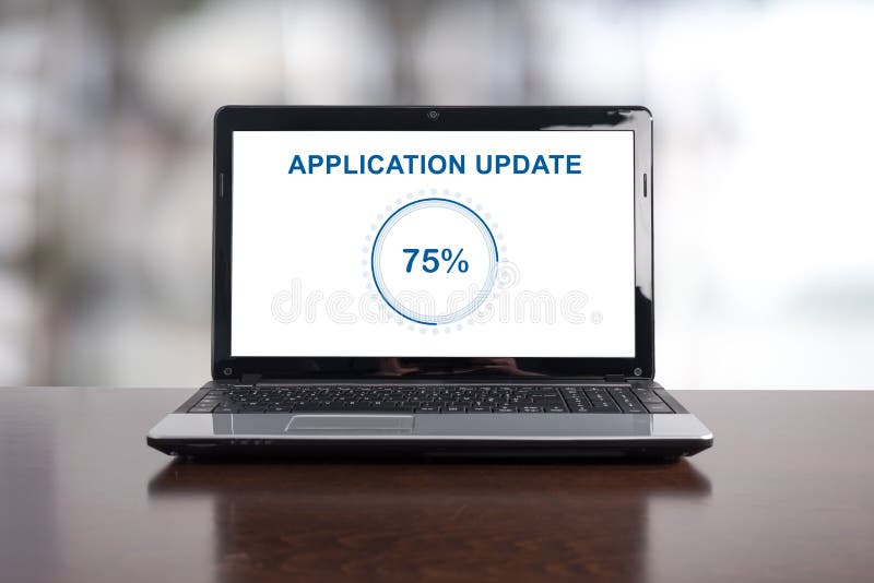 Application Update Concept on a Laptop Stock Image - Image of version ...