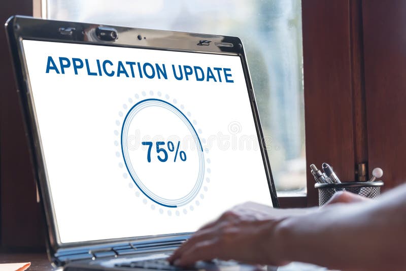 Application Update Concept on a Laptop Screen Stock Photo - Image of ...