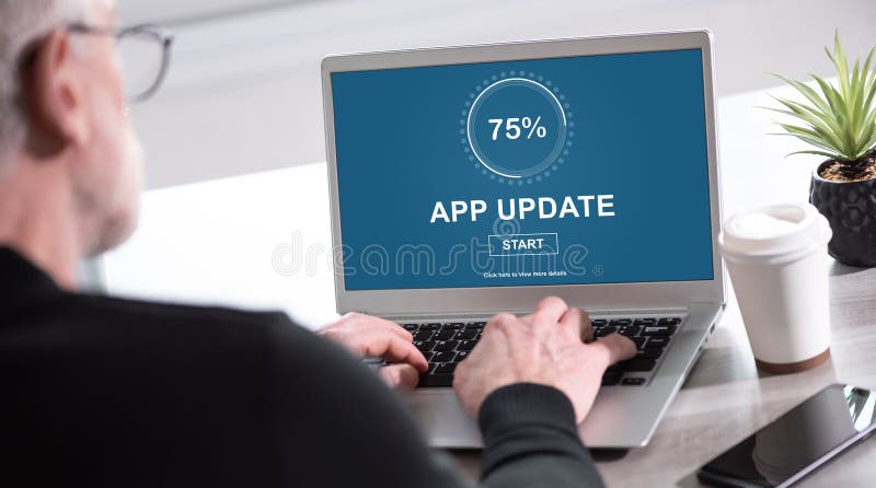 Application Update Concept on a Laptop Screen Stock Photo - Image of ...