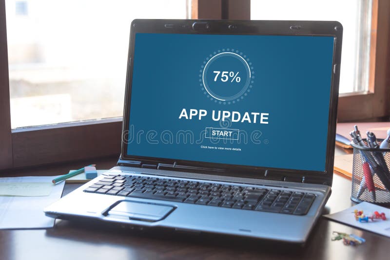 Application Update Concept on a Laptop Screen Stock Photo - Image of ...