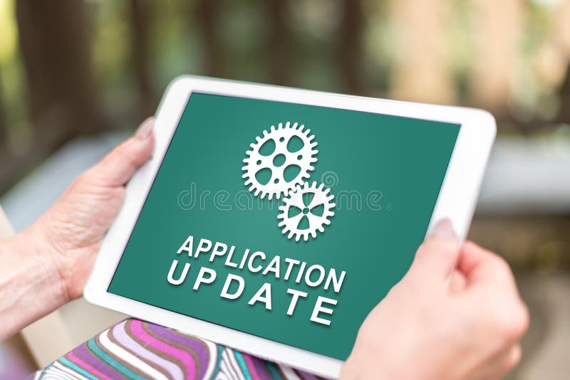 Application Update Concept on a Tablet Stock Photo - Image of download ...