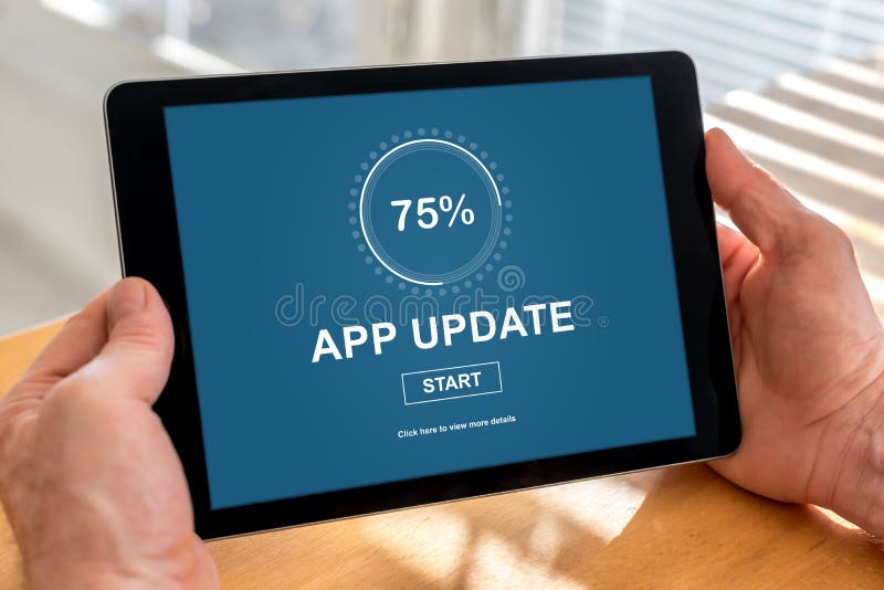 Application Update Concept on a Tablet Stock Photo - Image of software ...