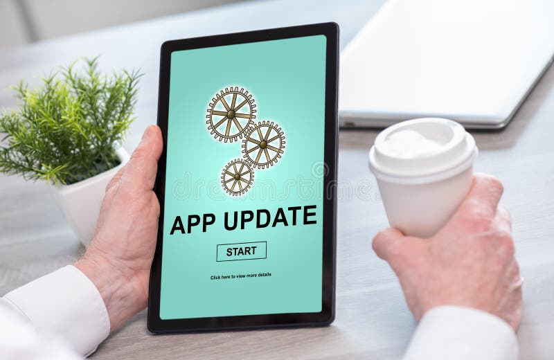 Application Update Concept on a Tablet Stock Image - Image of ...