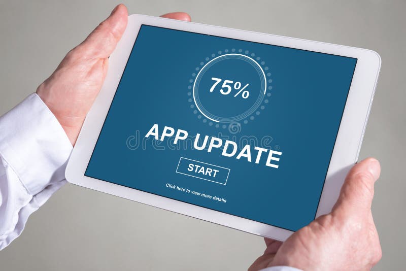 Application Update Concept on a Tablet Stock Photo - Image of upgrade ...