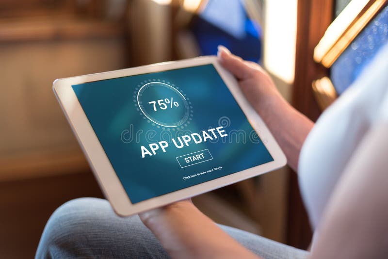Application Update Concept on a Tablet Stock Image - Image of computer ...