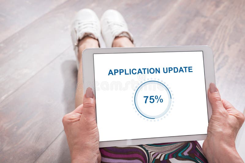 Application Update Concept on a Tablet Stock Photo - Image of computer ...