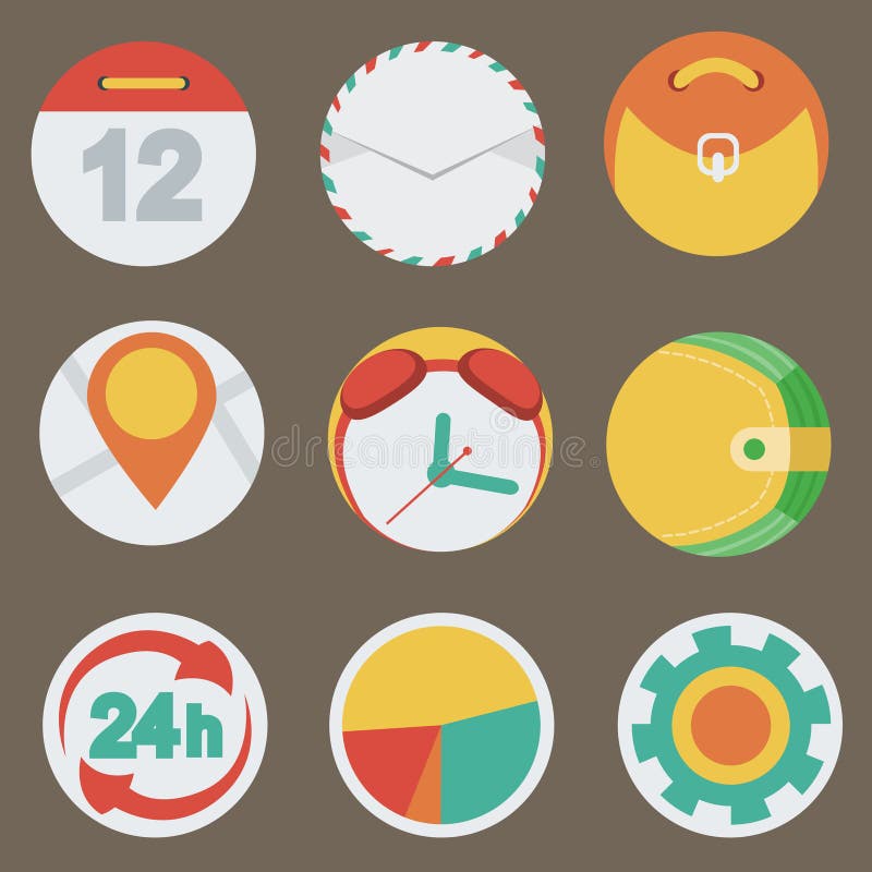 Basic Flat Icon Set for Web and Mobile Application Stock Vector ...