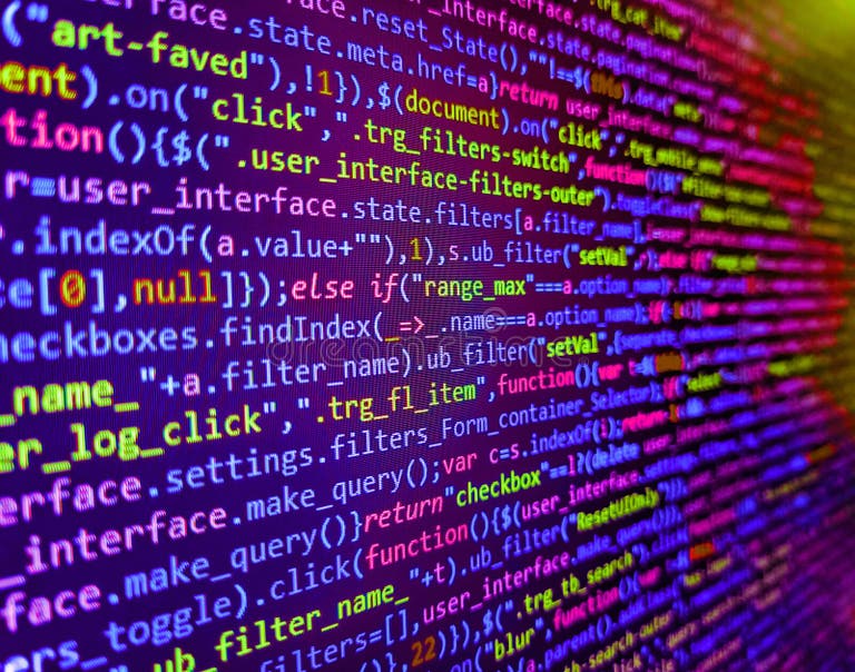 Application Web Source Code on Monitor. Computer Programming Source ...