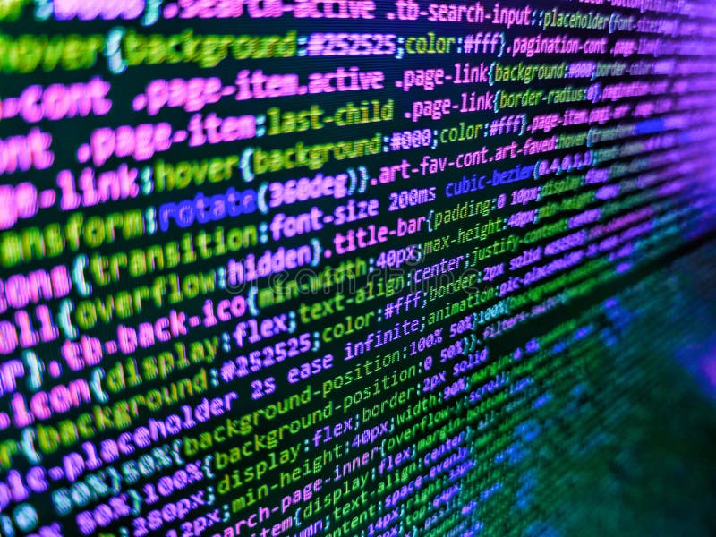 Application Web Source Code On Monitor Letters Chars And Digits Database Bits Access Stream