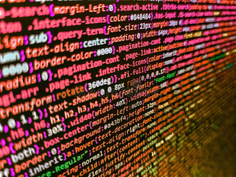 Application Web Source Code On Monitor Simple Website Html Code With Colourful Tags In Browser