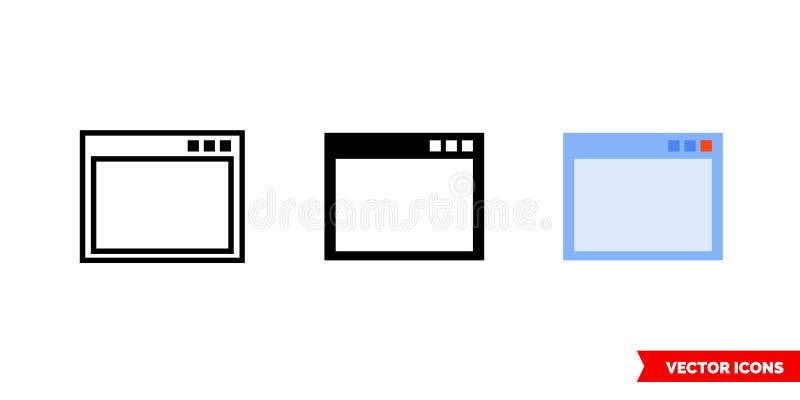 Application Window Icon of 3 Types Color, Black and White, Outline ...