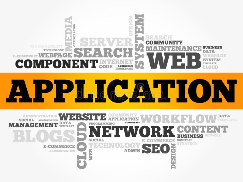 Application word cloud stock illustration. Illustration of html - 200807552