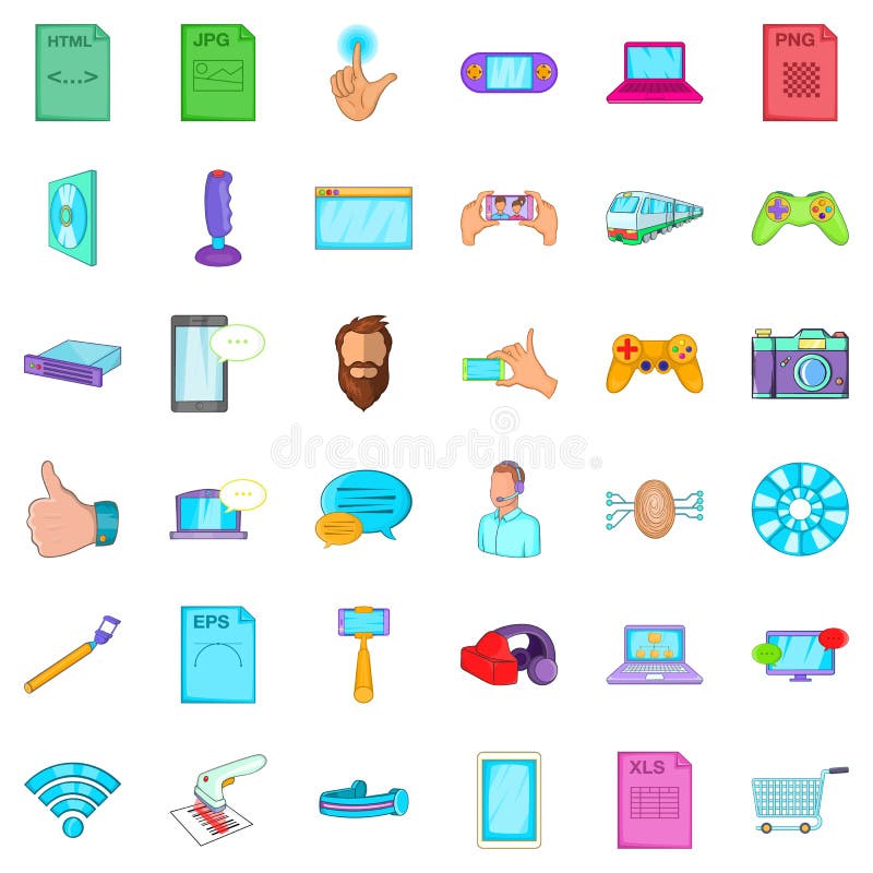 Application for Work Icons Set, Cartoon Style Stock Vector ...