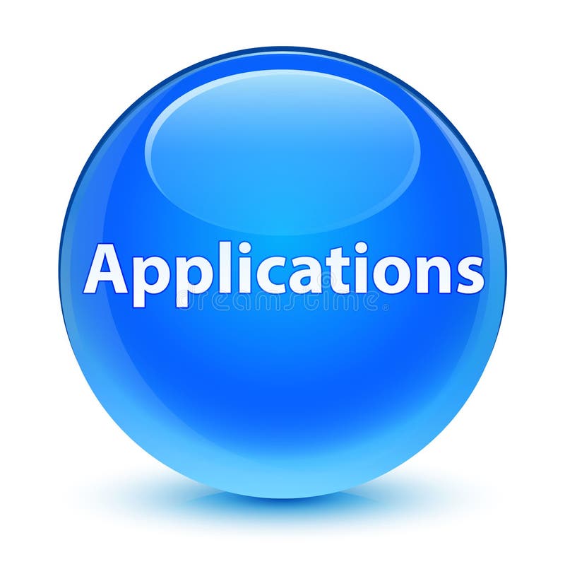 Applications Glassy Cyan Blue Round Button Stock Illustration ...