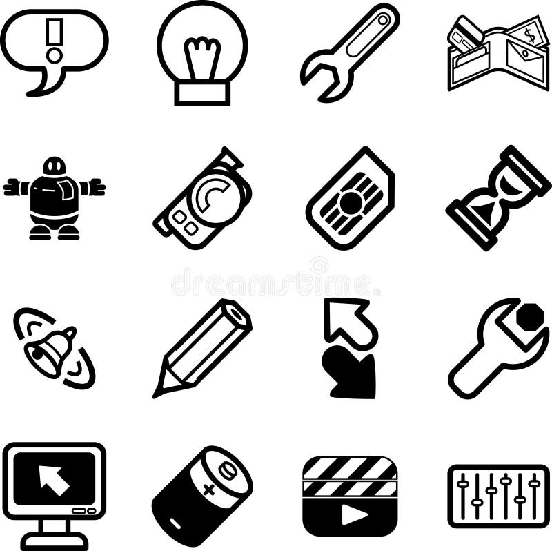 Applications Icon Series Set Stock Vector - Illustration of monochrome ...