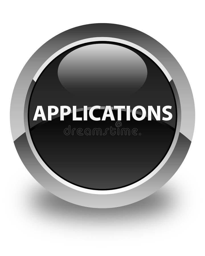 Applications Glossy Black Round Button Stock Illustration ...