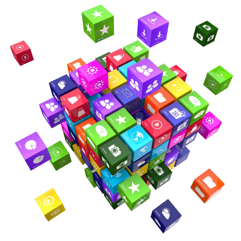 Mobile Applications and Media Technology Concept Stock Illustration ...