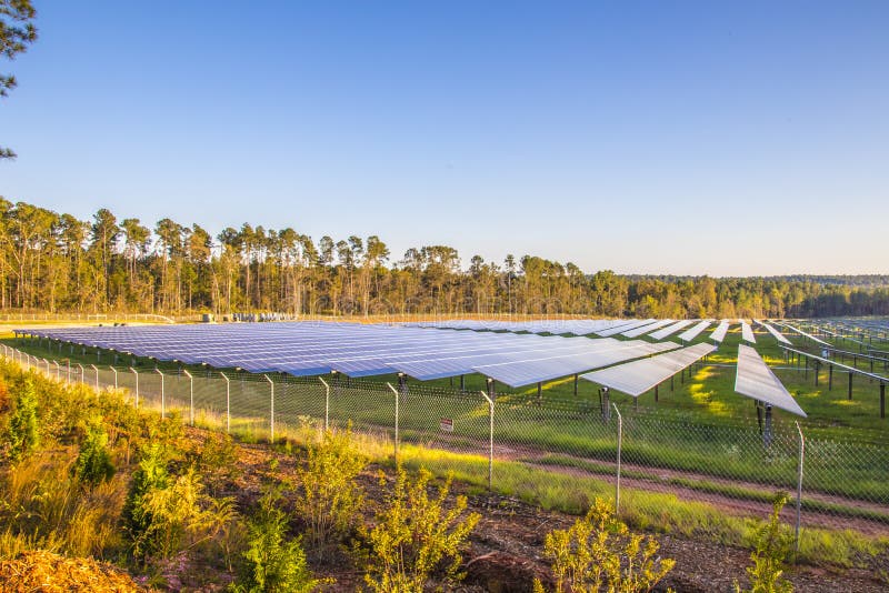 Rows of Solar Panels in Power Station Array Stock Image - Image of ...