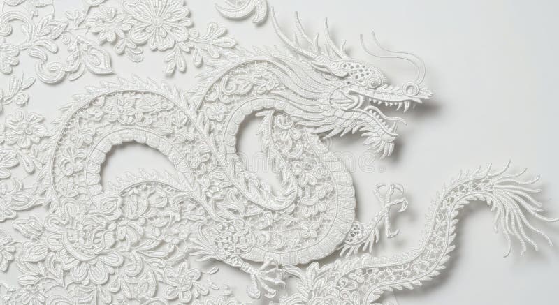 Applique on Video of a Dragon Made of White Lace Stock Illustration ...