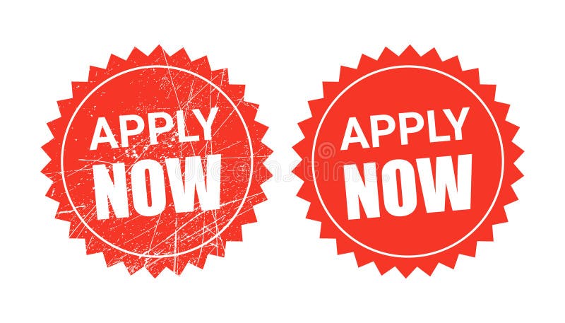 Apply Now Badge Icon in Red Stamp Style Stock Vector - Illustration of ...