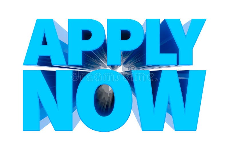 Apply Now Blue Push Button - 3D Rendering Stock Illustration ...