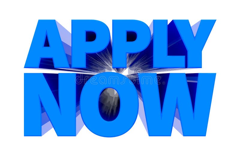 Apply Now Blue Push Button - 3D Rendering Stock Illustration ...