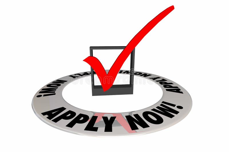 Apply Now Check Mark Box Application Words Stock Illustration ...