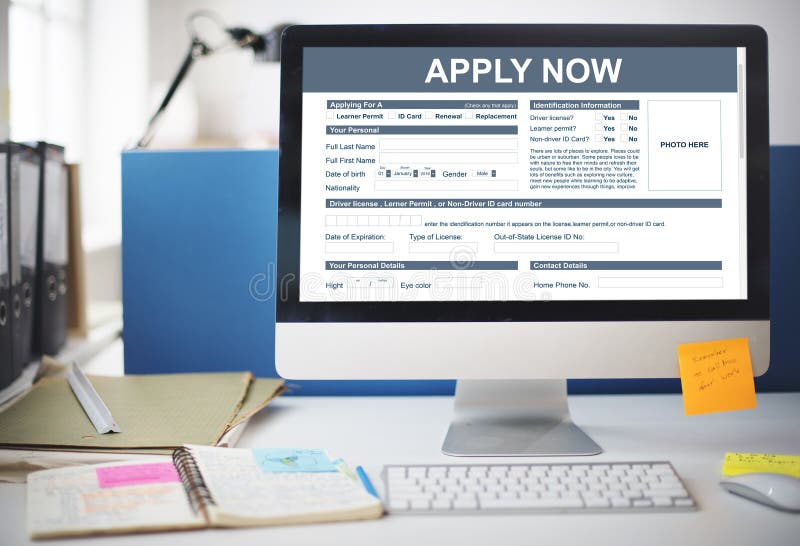 Apply Now Form Information Job Concept Stock Image - Image of monitor ...