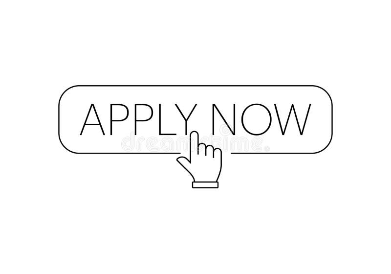 Apply Now Icon in Line Style, Click Button, Vector Eps10 Stock Vector ...