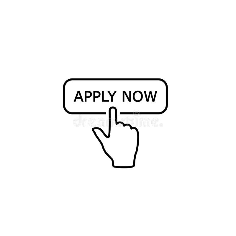 Apply Now White Icon in Flat Style. Finger Cursor Vector on Gray ... Apply Now White Icon in Flat Style. Finger Cursor Vector on Gray ...