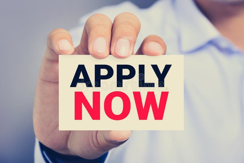 APPLY NOW, Message on Business Card Stock Photo - Image of membership ...
