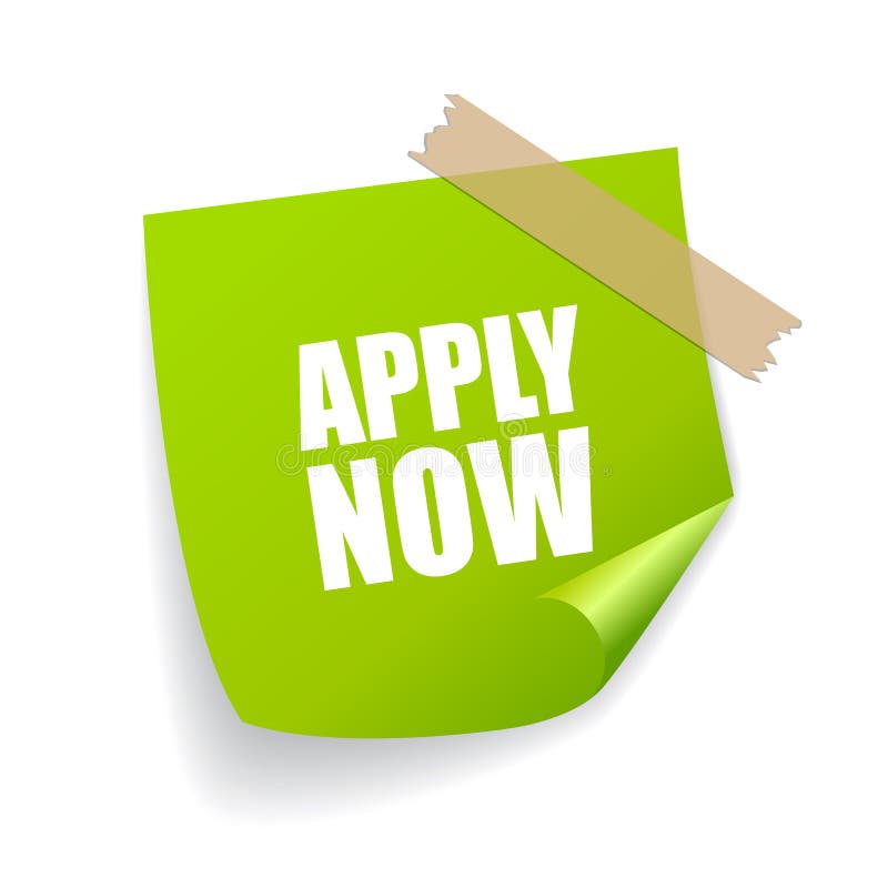 Apply now note paper stock vector. Illustration of noticeboard - 79661023