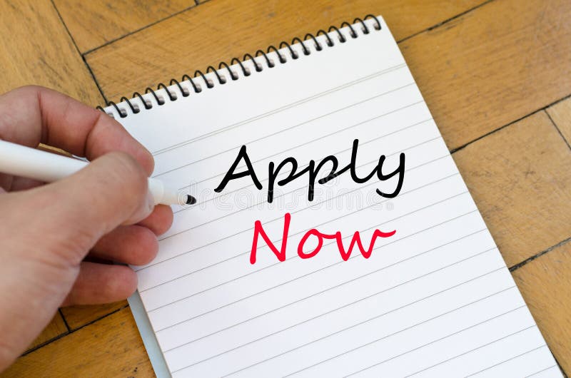 Apply Now Text Concept on Notebook Stock Image - Image of paper ...