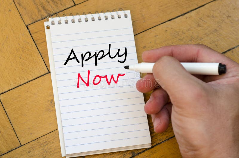 Apply Now Text Concept on Notebook Stock Image - Image of membership ...
