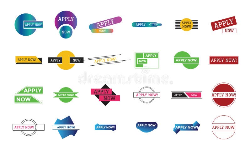 Apply Now Vector Collection. Stock Vector - Illustration of arrow ...