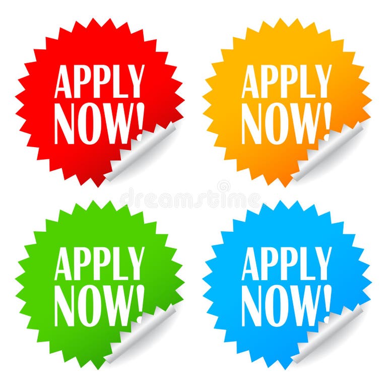 Apply now vector sticker stock vector. Illustration of form - 388434200